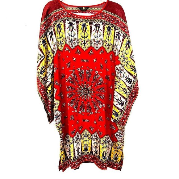 None | Swim | Vintage Oriental Womens Red Lounge Dress Cover Up Short ...